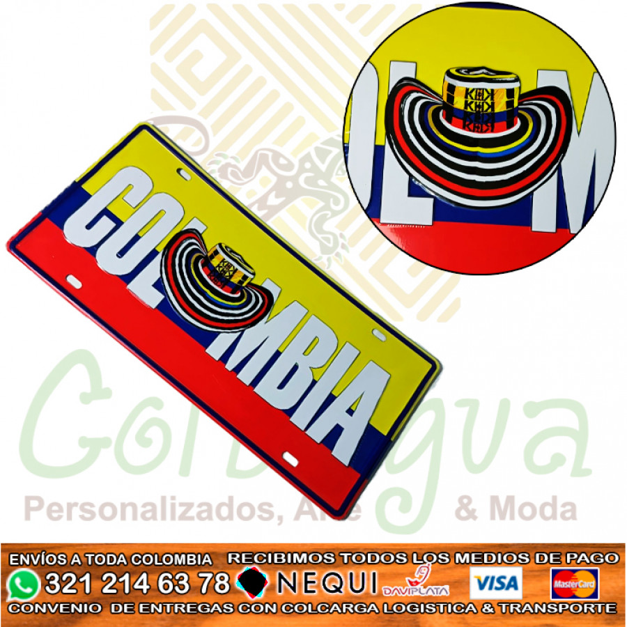 Placa Colombia Metalica Grande